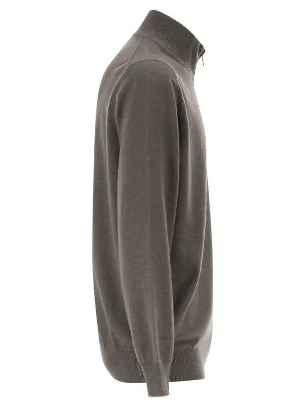 Brunello Cucinelli Cashmere Quarter Zip Sweater - Brown
