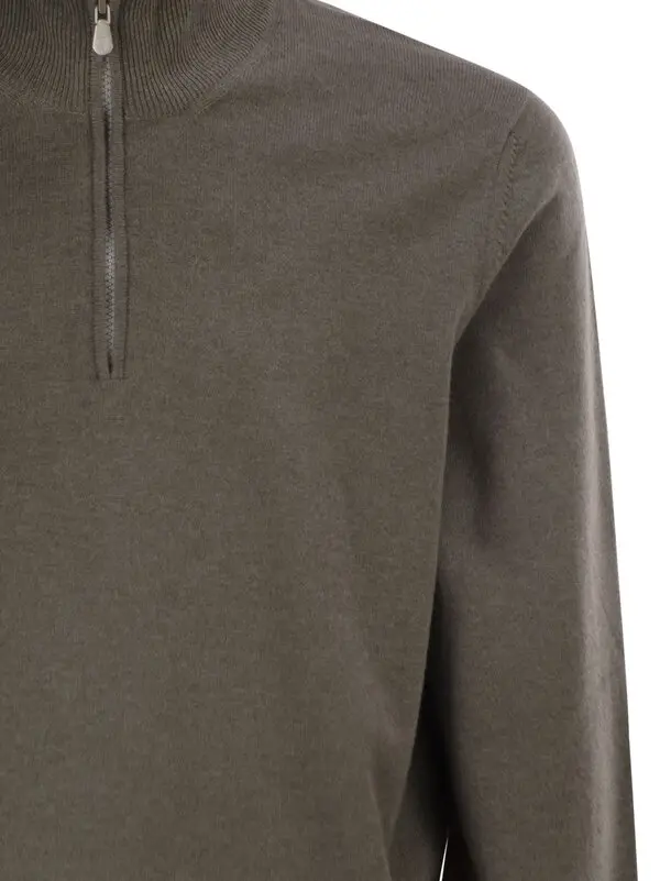 Brunello Cucinelli Cashmere Quarter Zip Sweater - Brown