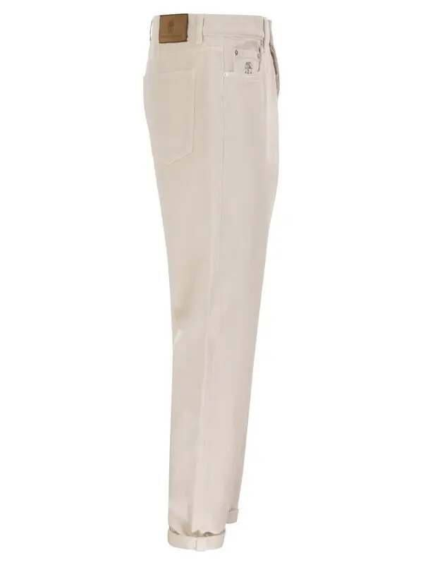 Brunello Cucinelli Five-pocket Cotton Jeans With A Contemporary Silhouette - White