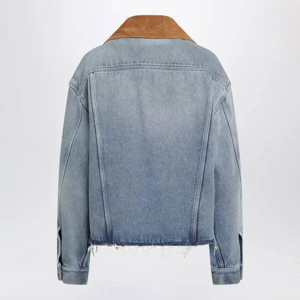 Miu Miu Washed Denim Jacket With Suede Collar
