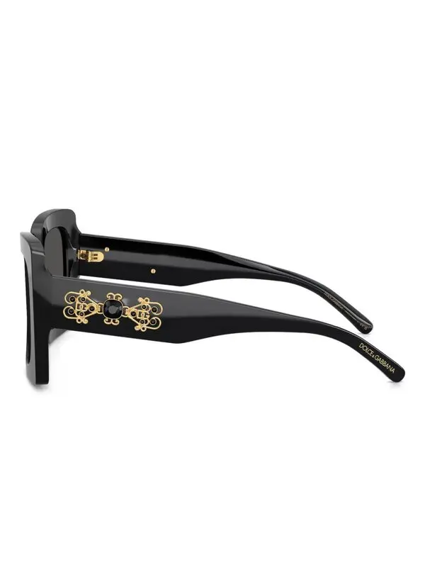 Dolce & Gabbana Embellished Square-frame Sunglasses - Black