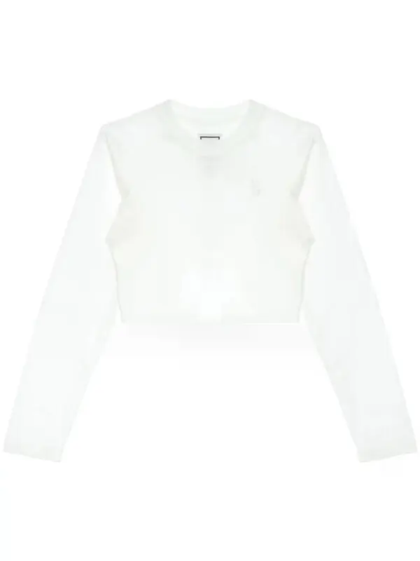 WOOYOUNGMI Logo Embroidered Cropped T-shirt