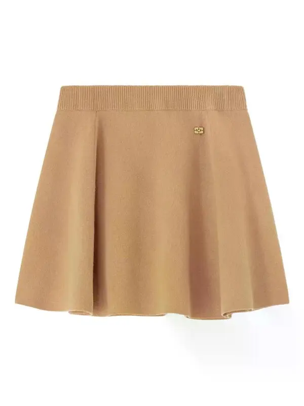 GANNI Logo Detail A-line Mini Skirt - Brown