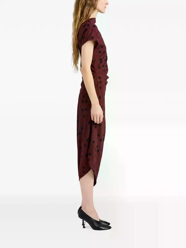 Proenza Schouler Ren Printed Dot Stretch Viscose Midi Dress - Brown