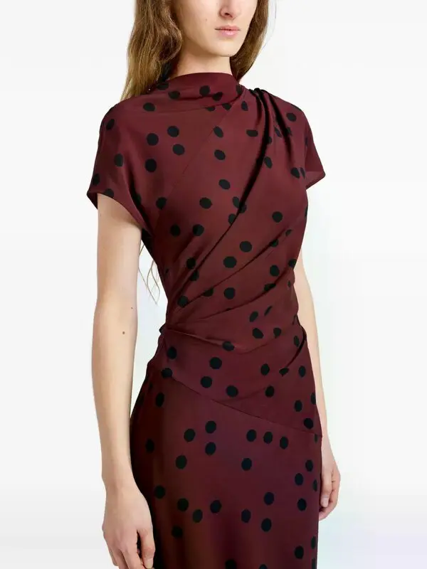Proenza Schouler Ren Printed Dot Stretch Viscose Midi Dress - Brown