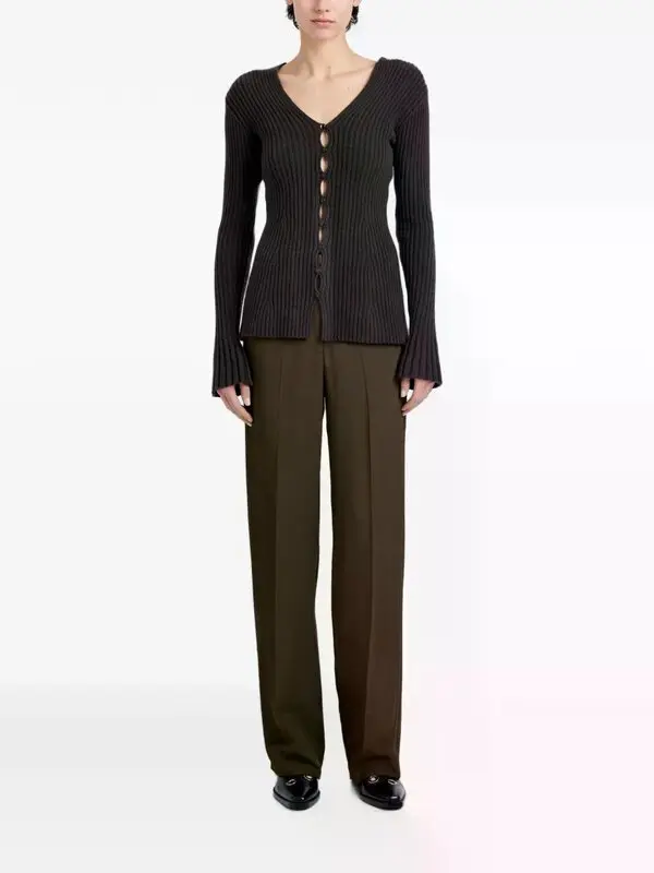 Proenza Schouler Valeria Ribbed Cashmere V-neck Cardigan