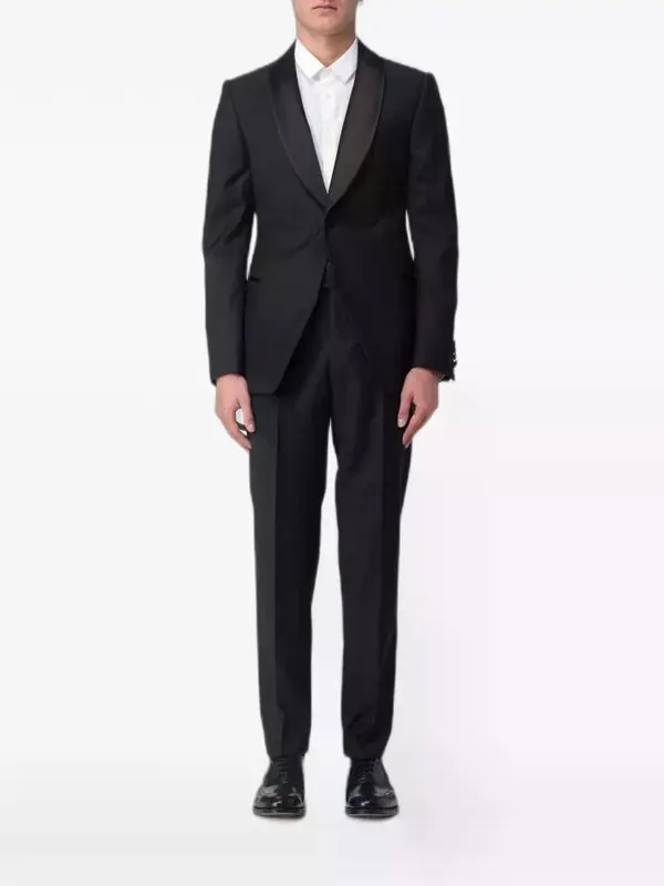 Emporio Armani Shawl-lapel Virgin-wool Suit - Black