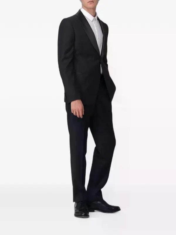 Emporio Armani Shawl-lapel Virgin-wool Suit - Black