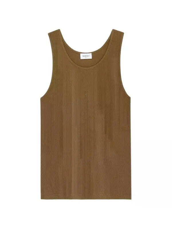 Saint Laurent Cassandre Ribbed Cotton Tank Top