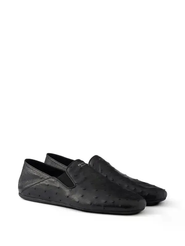 Prada Ostrich Leather Loafers