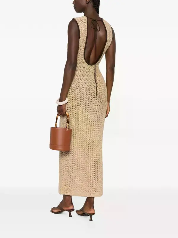 SIR. Crochet Knit Maxi Dress With Open Back
