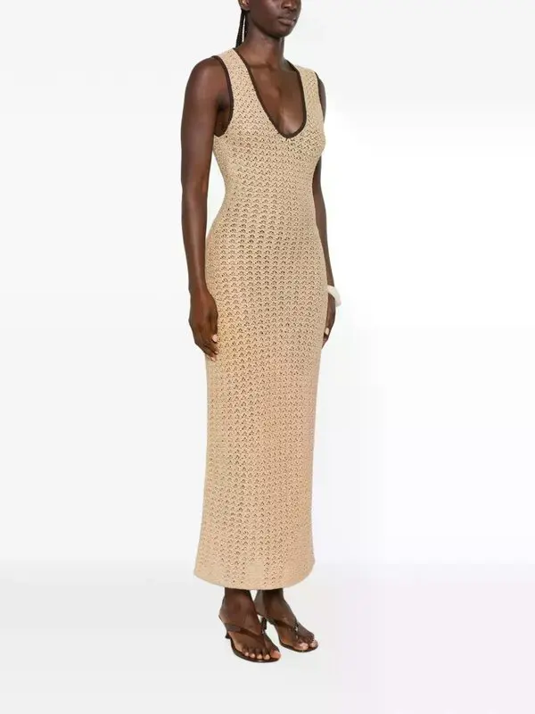 SIR. Crochet Knit Maxi Dress With Open Back