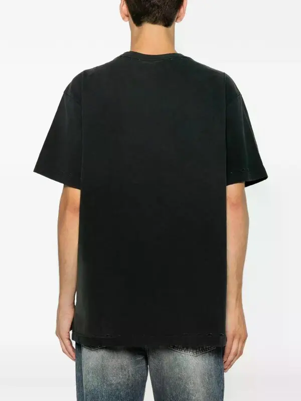 PURPLE BRAND Logo-print Distressed-effect T-shirt