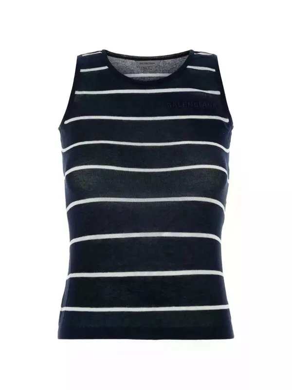 Balenciaga Striped Logo-embroidered Tank Top