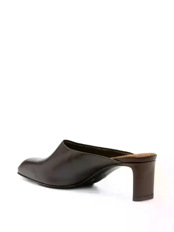 Khaite Square-toe Mid Block Heel Leather Mules - Brown