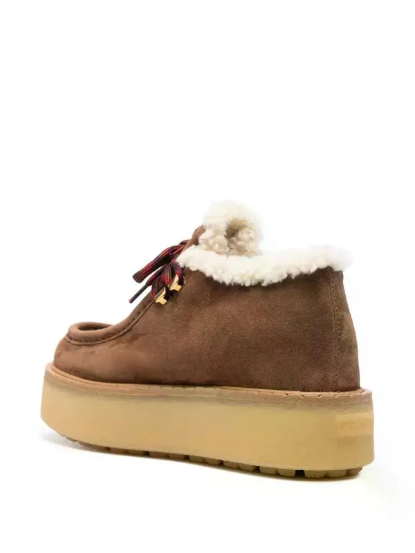 Prada Shearling Trim Platform Lace-up Shoes