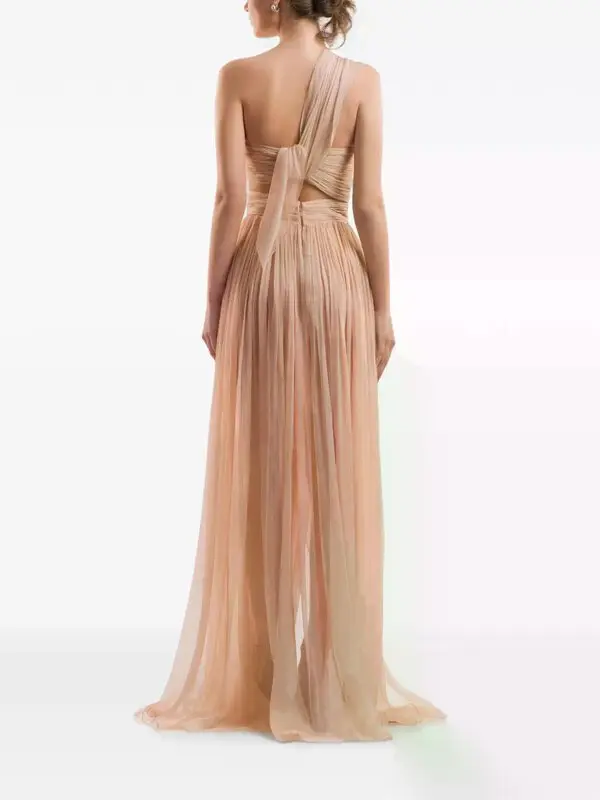 IMROSKA Pleated One-shoulder Top And Flowing Maxi Skirt Set