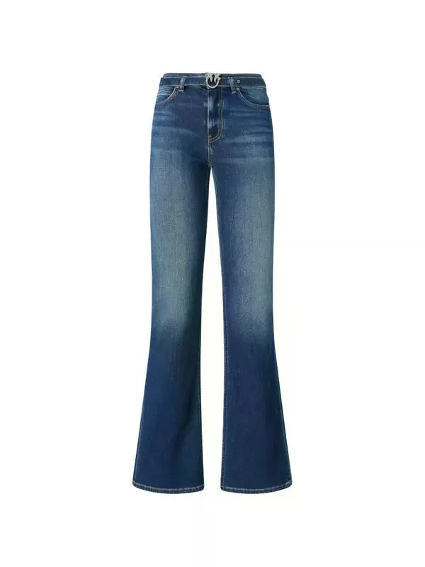 Pinko Love Birds Buckle Flared Jeans