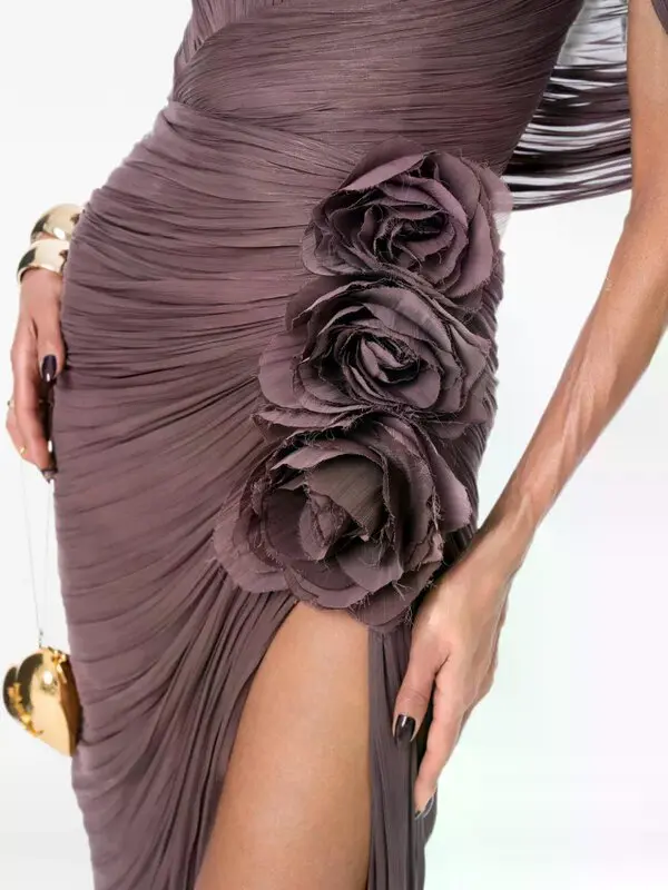 ANA RADU Floral Embellished Ruched Maxi Gown