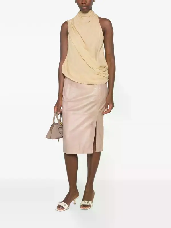 Pinko Leather Midi Skirt