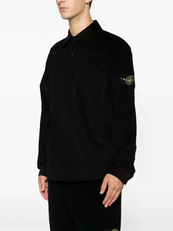 Stone Island Corduroy-texture Logo-patch Shirt