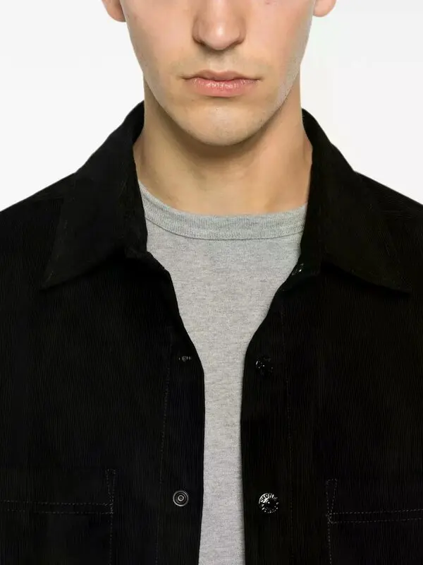 Stone Island Corduroy-texture Logo-patch Shirt