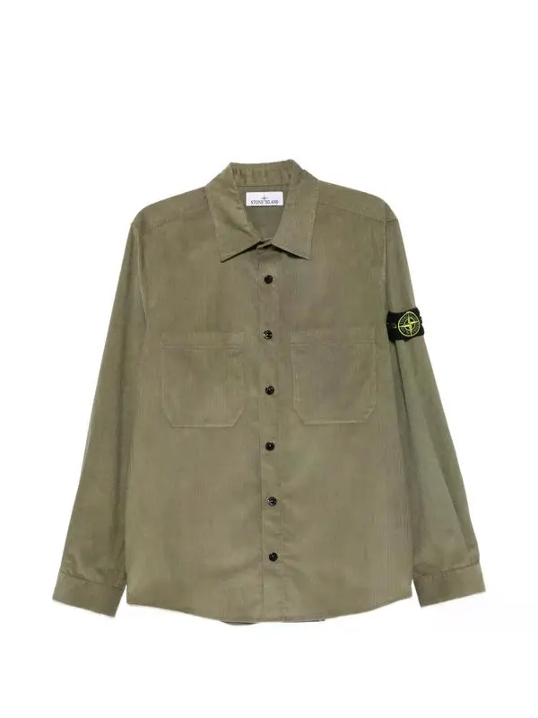 Stone Island Corduroy-texture Logo-patch Shirt