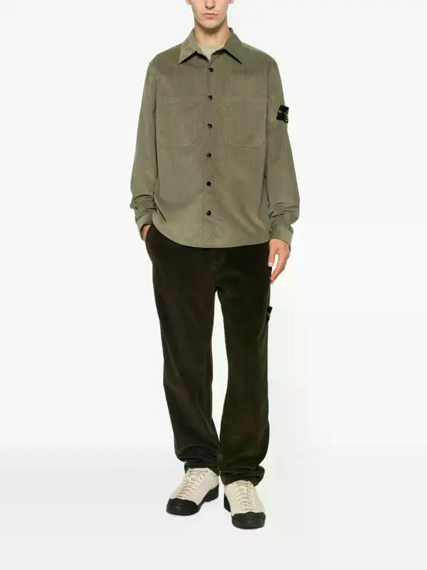 Stone Island Corduroy-texture Logo-patch Shirt
