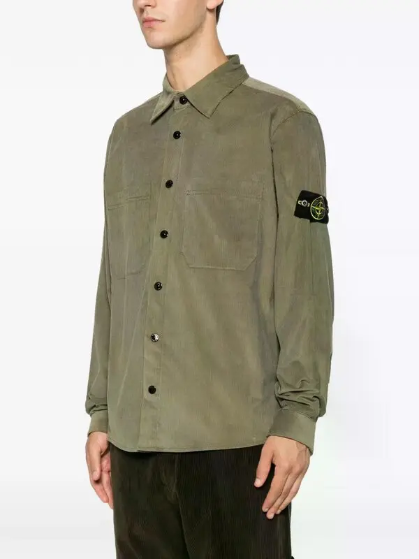 Stone Island Corduroy-texture Logo-patch Shirt
