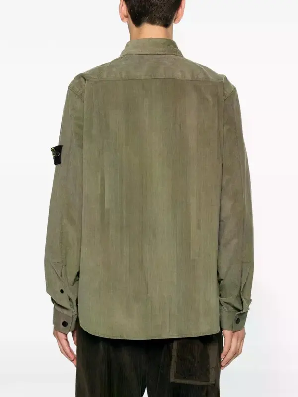 Stone Island Corduroy-texture Logo-patch Shirt