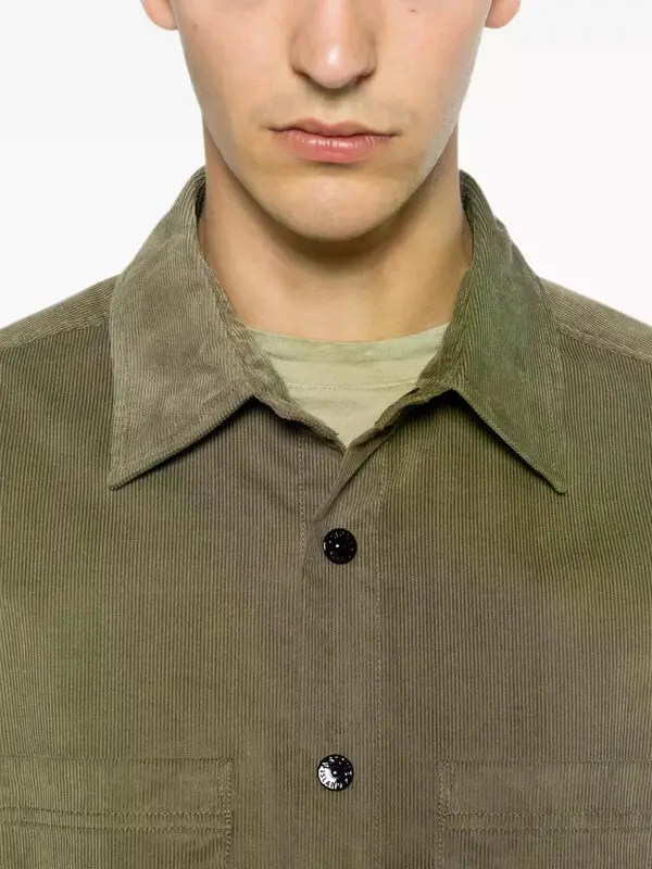Stone Island Corduroy-texture Logo-patch Shirt
