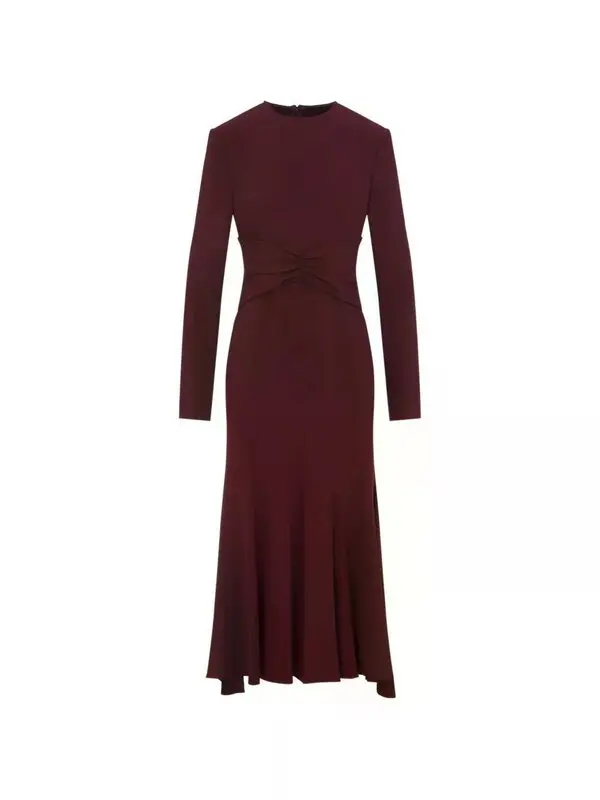 Alberta Ferretti Midi Ruched Waist Long Sleeve Dress