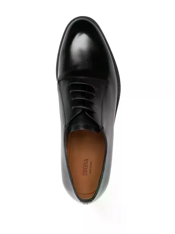 Zegna Almond-toe Leather Derby Shoes