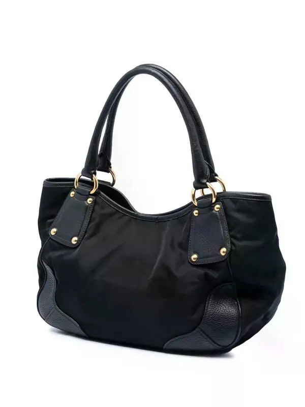 Prada Tessuto Handbag With Leather Trim - Black