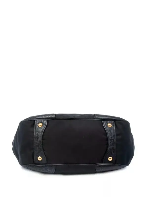 Prada Tessuto Handbag With Leather Trim - Black