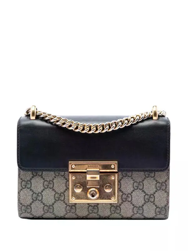 Gucci Gg Supreme Padlock Crossbody Bag - Black