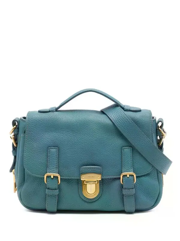 Prada Vitello Daino Push Lock Double Buckle Messenger Bag