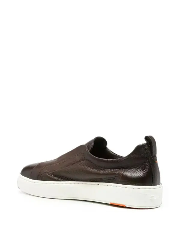 Santoni Grained Leather Slip-on Sneakers