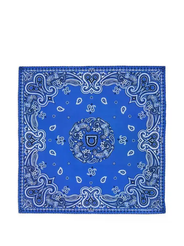 FERRAGAMO Arabesque Print Bandana - Blue