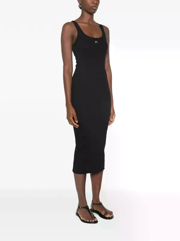 Pinko Ribbed Midi Dress With Scoop Neck