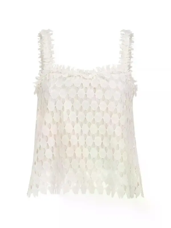 Ulla Johnson Françoise Crochet Knit Fringe Tank Top