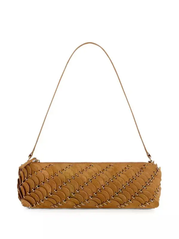 Rabanne Disc-embellished Leather Shoulder Bag - Brown