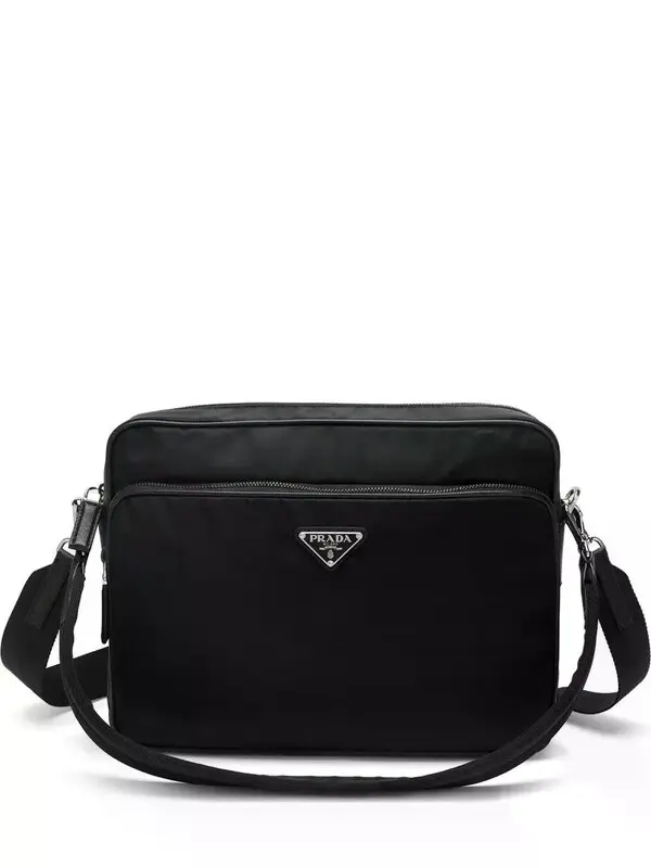 Prada Logo-plaque Zip-fastening Shoulder Bag - Black