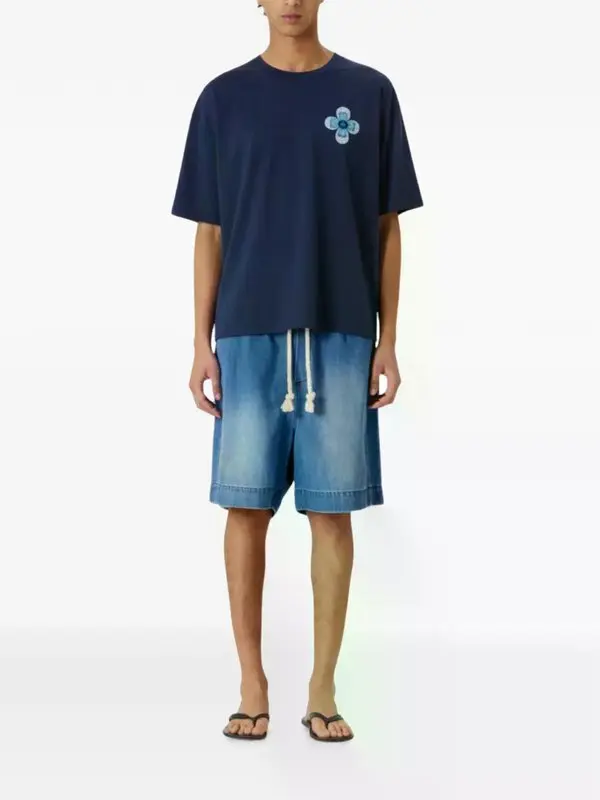 Commas Embroidered Cotton T-shirt - Blue
