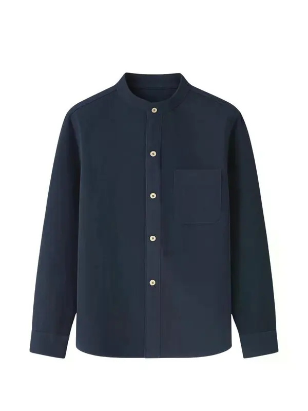 Commas Stand-collar Long-sleeve Shirt - Blue