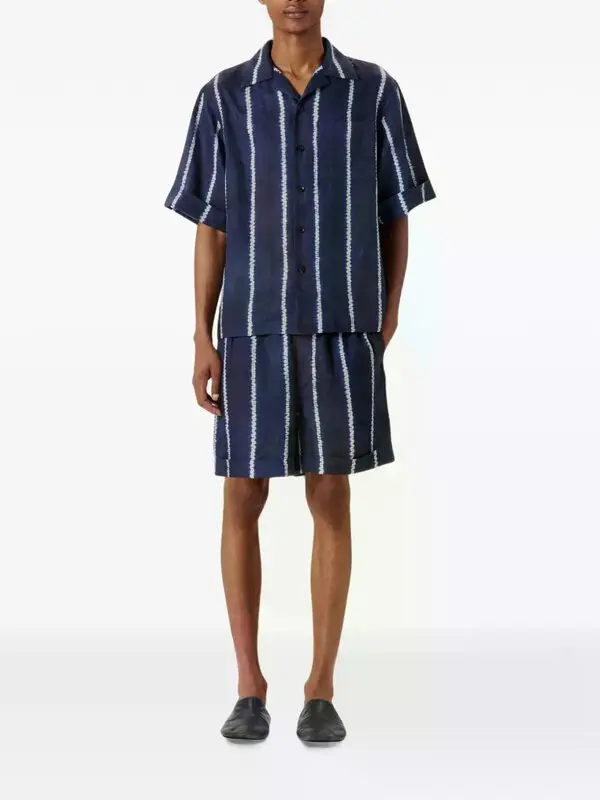 Commas Shibori-stripe Linen Shirt