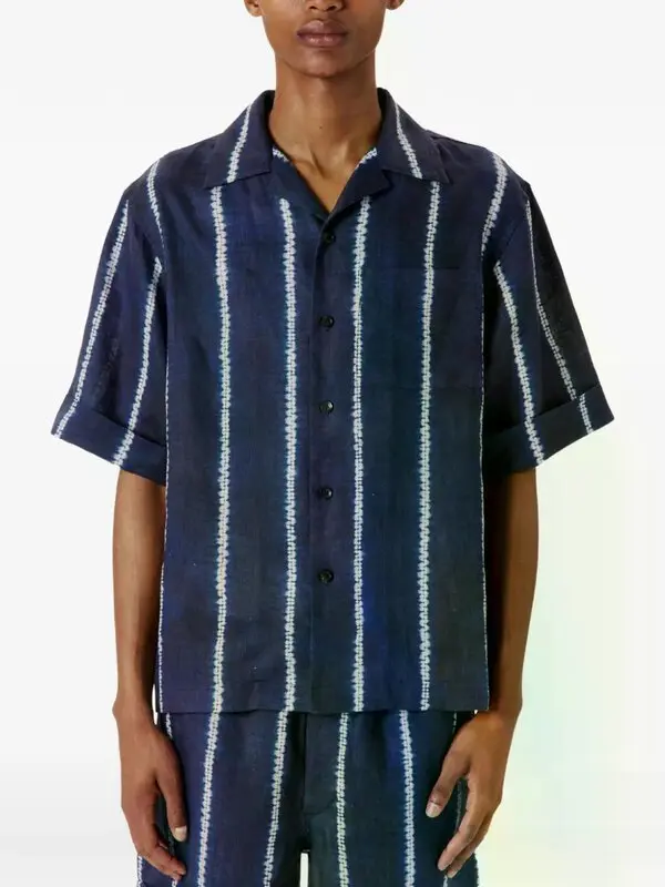 Commas Shibori-stripe Linen Shirt