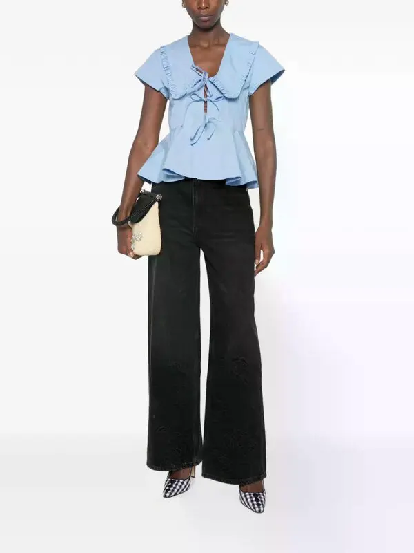 GANNI Ruffled Peplum Blouse