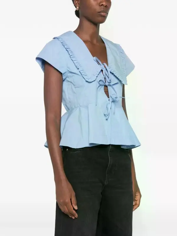 GANNI Ruffled Peplum Blouse