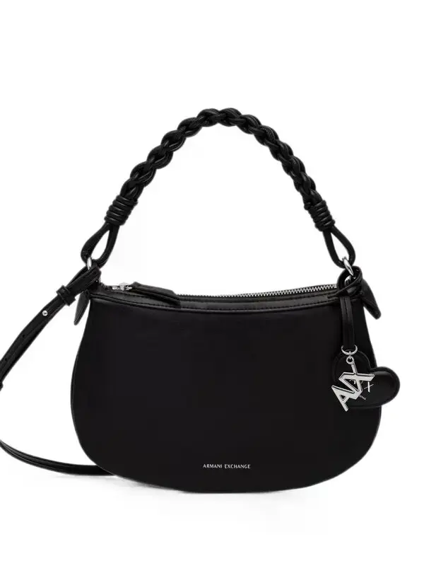 Armani Exchange Braided Handle Logo Charm Shoulder Bag